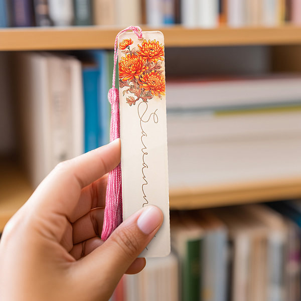 Personalized Watercolor Birth Flower Bookmark with Tassel and Name ...
