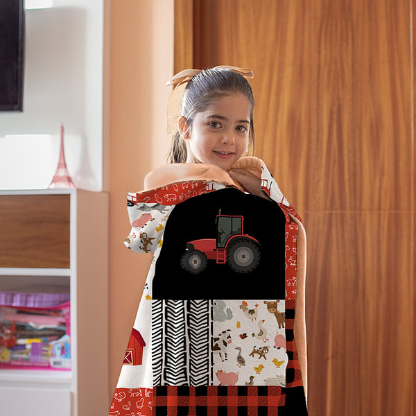 Personalized Tractor Farming Hooded Blanket with Hat and Name Baby ...