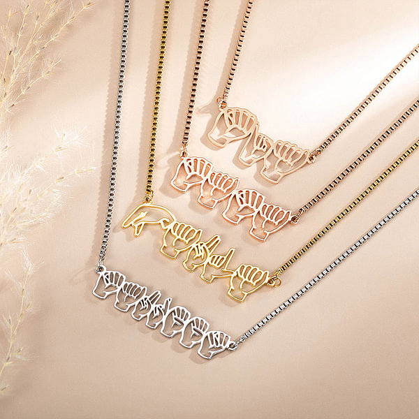 Personalized American Sign Language Necklace with Fingerspelling Name ...