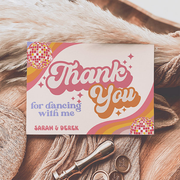 Personalized Disco Wedding Invitation Card Set with Name and Date Set ...