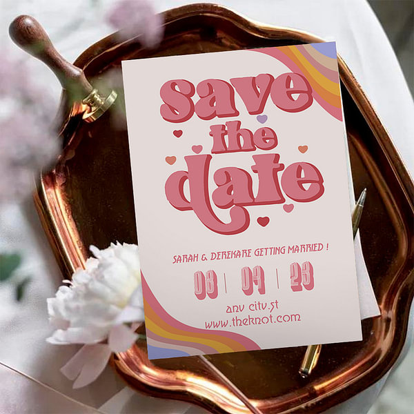 Personalized Disco Wedding Invitation Card Set with Name and Date Set ...