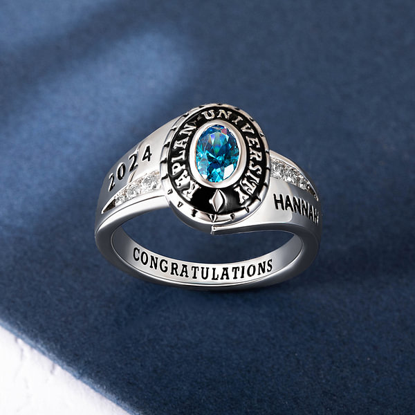Personalized Engraved Birthstone Graduation Ring with Text Graduation ...