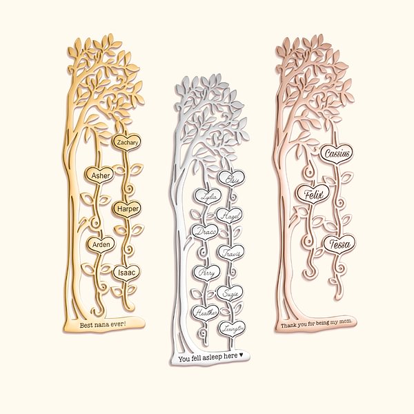 Personalized Family Tree Bookmark with 1-10 Names and Text Birthday ...