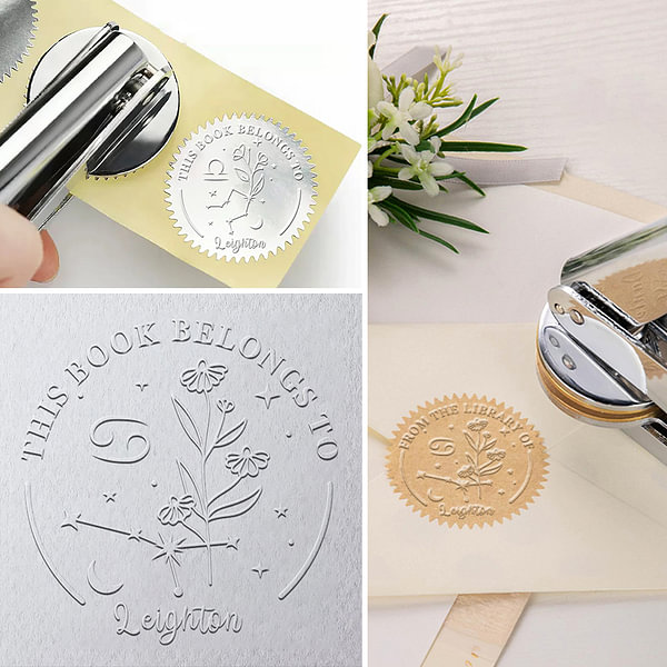 Custom Zodiac Sign Birth Flower Book Embosser - CALLIE