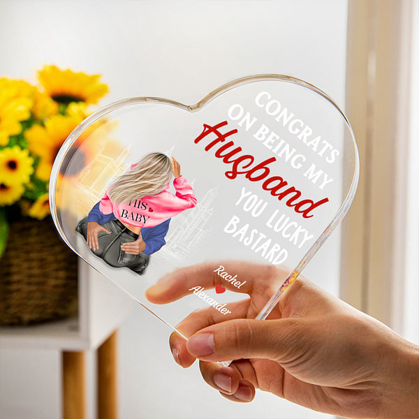 Personalized You Lucky Bastard Acrylic Heart Plaque with Names Home ...