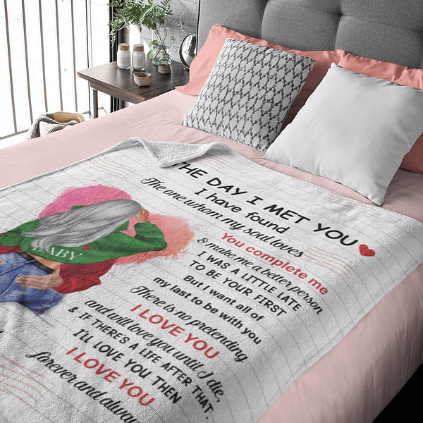 Personalized Watercolor Love Heart Blanket with Name and Words of Love ...