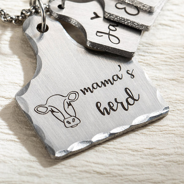 Personalized Engraved Stainless Steel Cow Ear Tag Necklace Farming ...