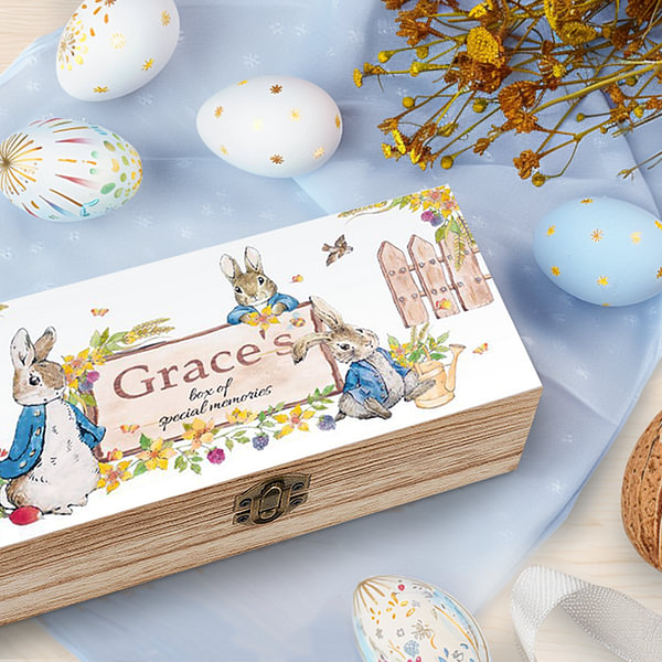 Personalized Peter Rabbit Bunny Wooden Storage Box Easter Birthday Gift ...