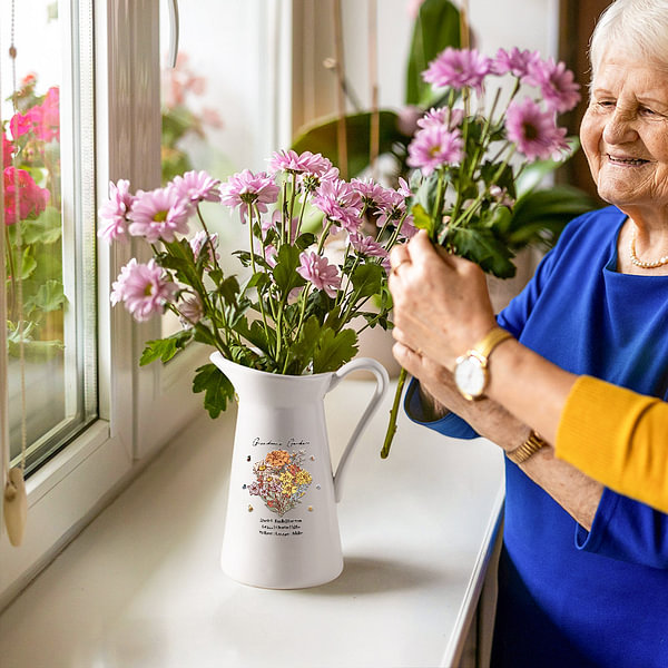 Personalized Vase with Birth Flower Bouquet |Callie - CALLIE