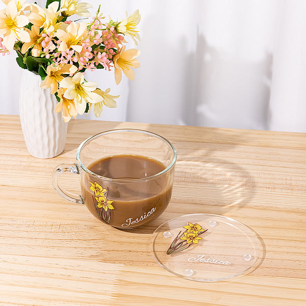 Personalized Birth Flower 16oz Mug and Coaster with Name Birthday ...