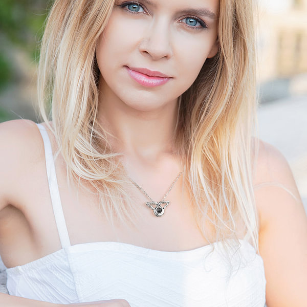 Personalized Angel Wings Photo Projection Necklace Anniversary Birthday ...