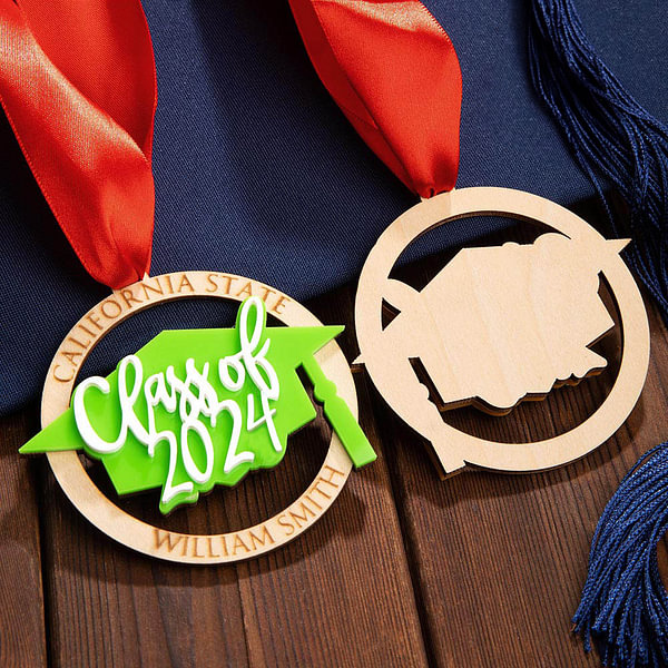Personalized Class of 2024 Graduation Medal Ornament with Engraved Text ...