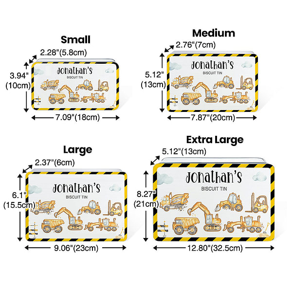 Personalized Engineering Vehicle Biscuit Tin Gift for Kids - CALLIE