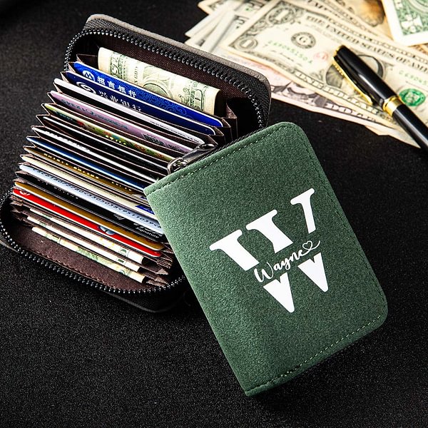 Personalized Compact Alcantara Card Holder with 18 Card Slots Name ...