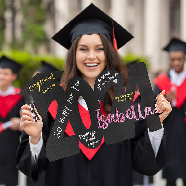 Personalized Wooden Glitter Graduation Cap Guestbook Sign Graduation ...