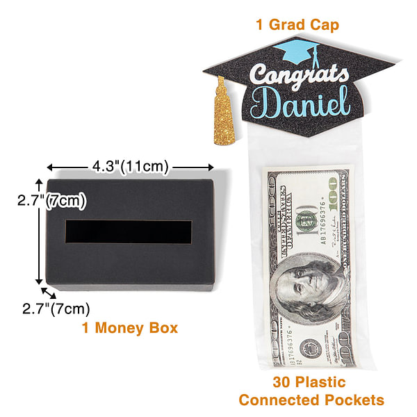 Personalized Glitter Graduation Cap Pull Out Money Gift Box Money ...