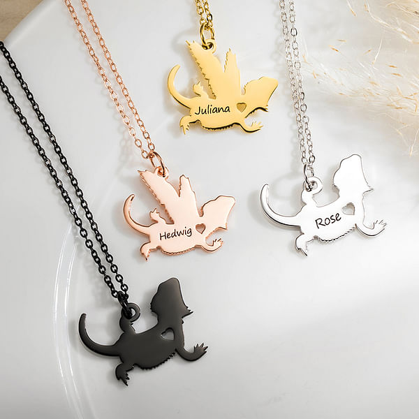 Personalized Engraving Bearded Dragon Pet Lizard Pendant Necklace ...