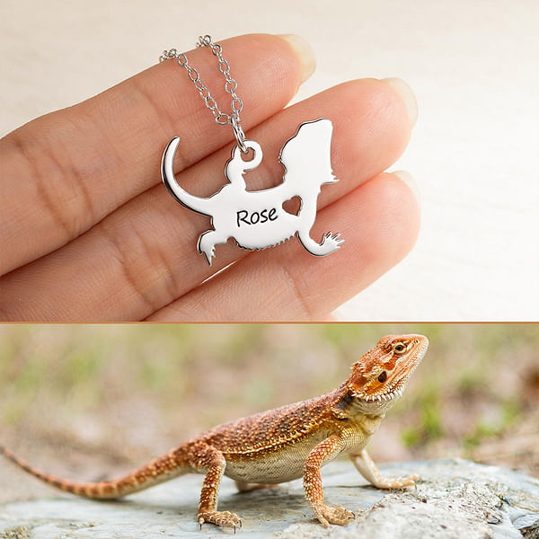 Personalized Engraving Bearded Dragon Pet Lizard Pendant Necklace ...