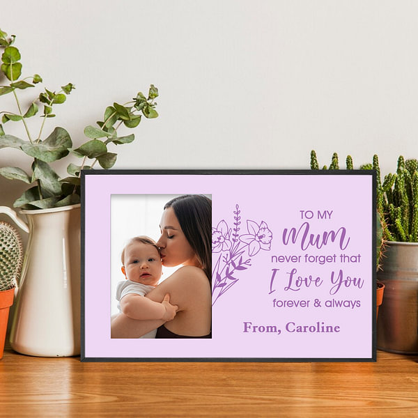 Personalized Colorful Birth Flower Photo Frame I Love You Forever ...