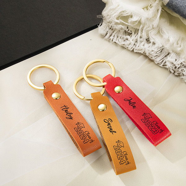 Personalized Graduation Leather Keychain Bag Charm with Year and Name ...