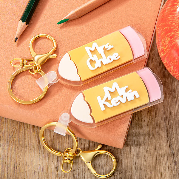 Personalized Pencil Double Layered Acrylic Pencil Keychain with Name ...