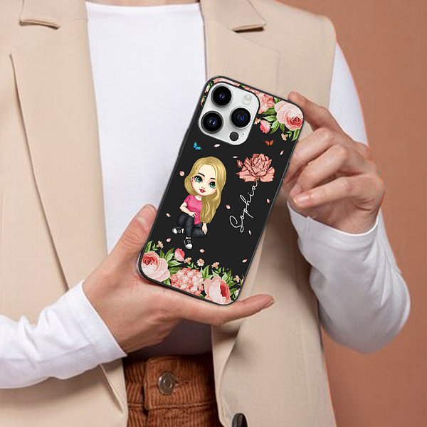 Personalized Cute Cartoon Character Phone Case with Birth Flower and ...