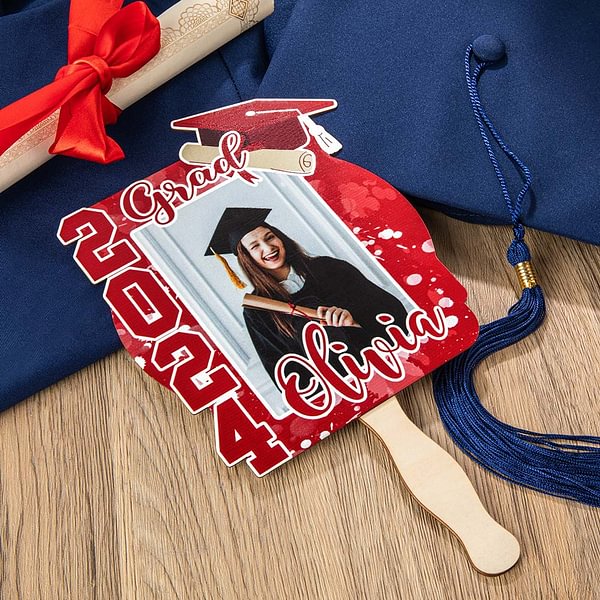 Personalized Multicolor 2024 Grad Graduation Photo Fan with Name Photo ...