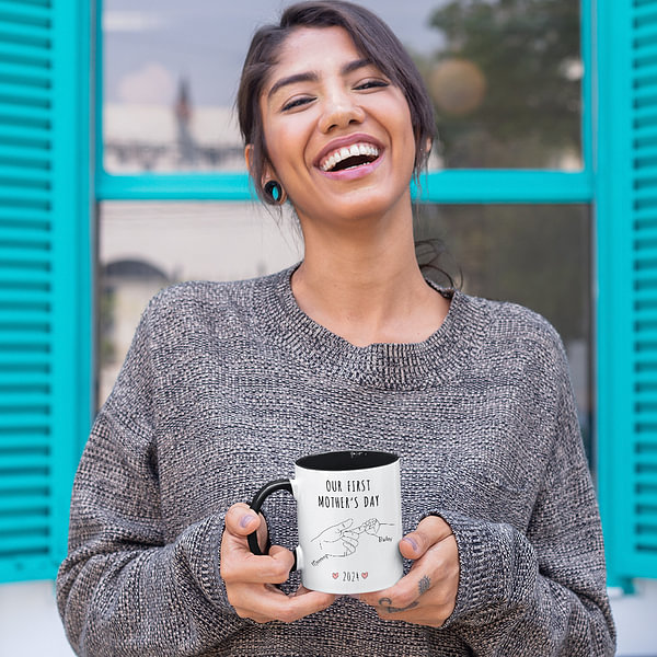 Personalized Parent - Child Hand in Hand 11oz Ceramic Coffee Mug with ...