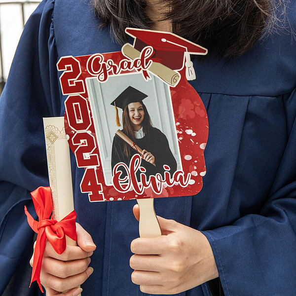 Personalized Multicolor 2024 Grad Graduation Photo Fan with Name Photo ...