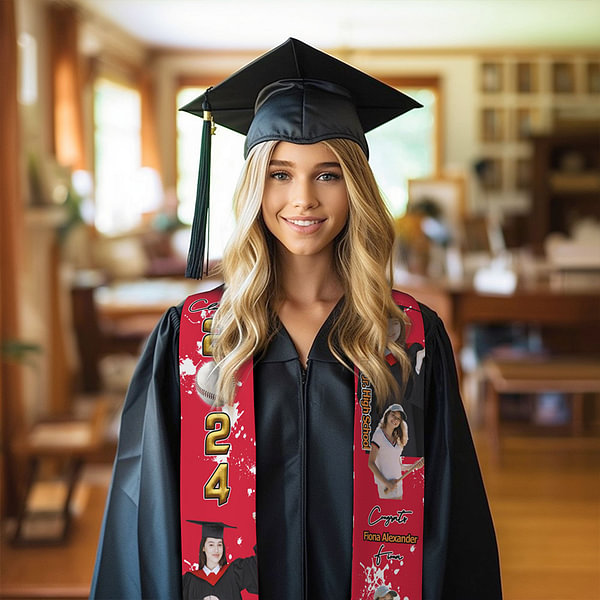 Personalized Photo Collage Multicolor Sport Graduation Stoles with Text ...