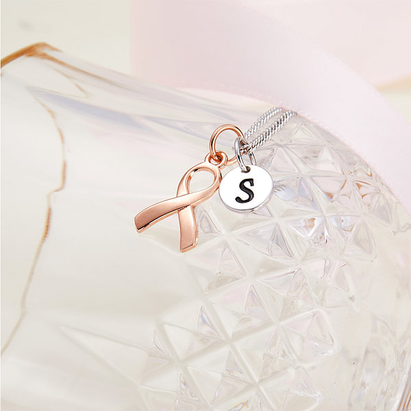 Personalized Sterling Silver Breast Cancer Awareness Necklace with Pink ...