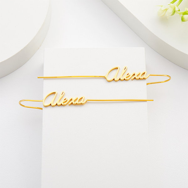 Personalized Ear Wrap Crawler Hook Earrings with Name No Piercing Ear ...