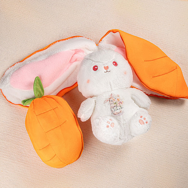 Personalized Cute Carrot Rabbit Reversible Plush Toy with Zipper ...