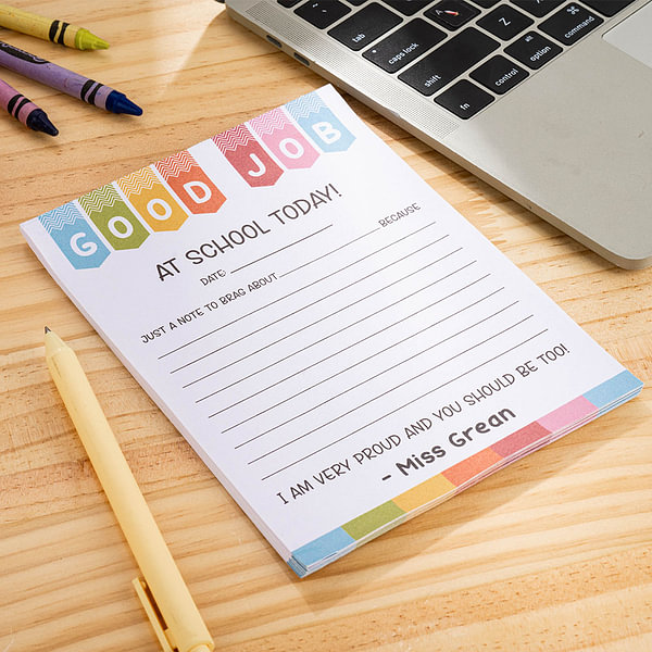 Personalized Colorful At School Today Notepad with Name Teacher's Day Appreciation School Season ...
