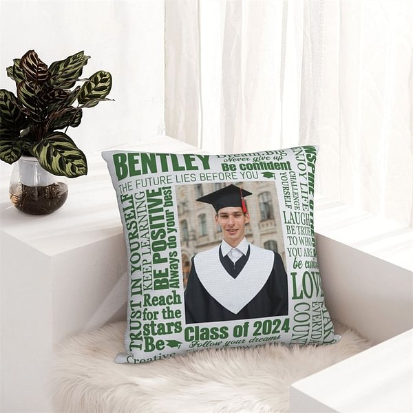 Personalized Multicolor Inspirational Graduation Photo Throw Pillow ...