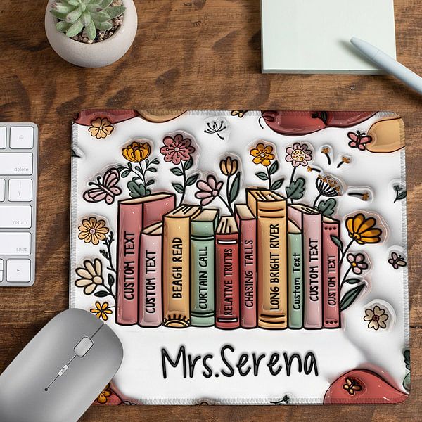 Personalized 3D Flower Book Mouse Pad with Book Title and Name Back to ...