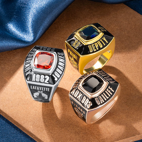 Personalized Championship Style Law Enforcement Police Signet Ring with ...