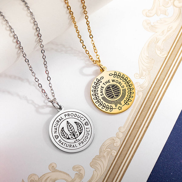 Personalized Engraved College High School Logo Disc Pendant Necklace ...