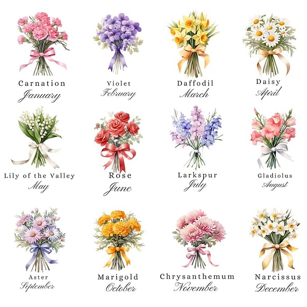 Personalized Birth Flower Bouquet Ceramic Vase with Name Home ...