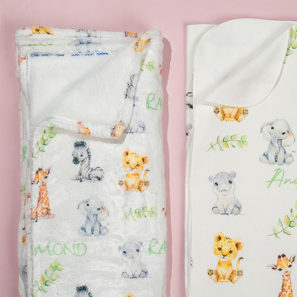 Personalized Cute Woodland Animals Baby Receiving Blanket Swaddle Hat ...