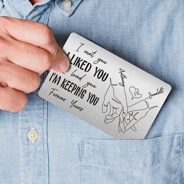 Personalized I'm Keeping You Forever Yours Holding Hands Wallet Card ...