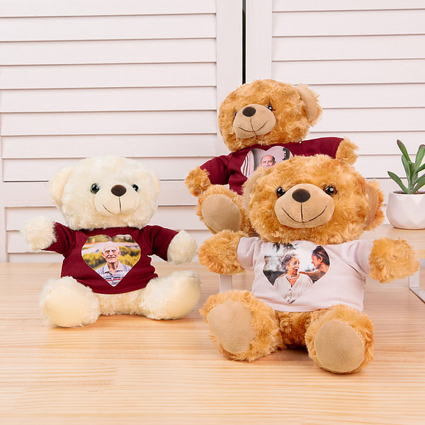 Personalized Cute Plush Stuffed Memory Bear with Heart Photo Shirt or ...