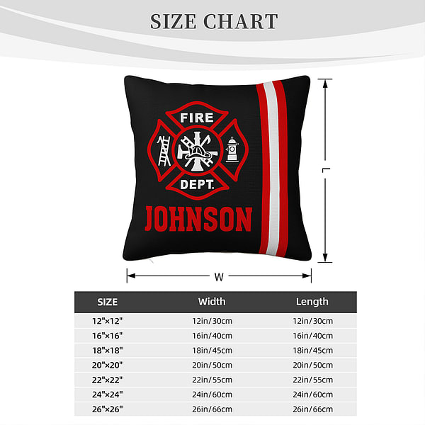 Personalized Fire Dept Design Firefighter Throw Pillow Cover with Name ...