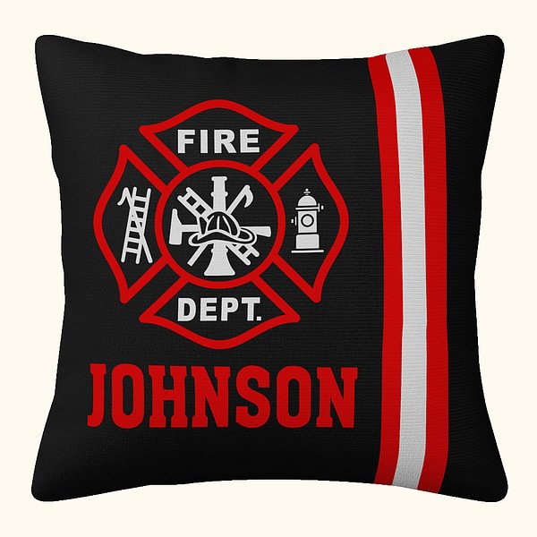 Personalized Fire Dept Design Firefighter Throw Pillow Cover with Name ...