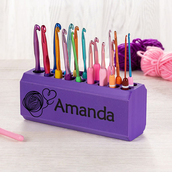 Personalized Multicolor 3D Printed 17 Hole Crochet Hook Storage Box ...