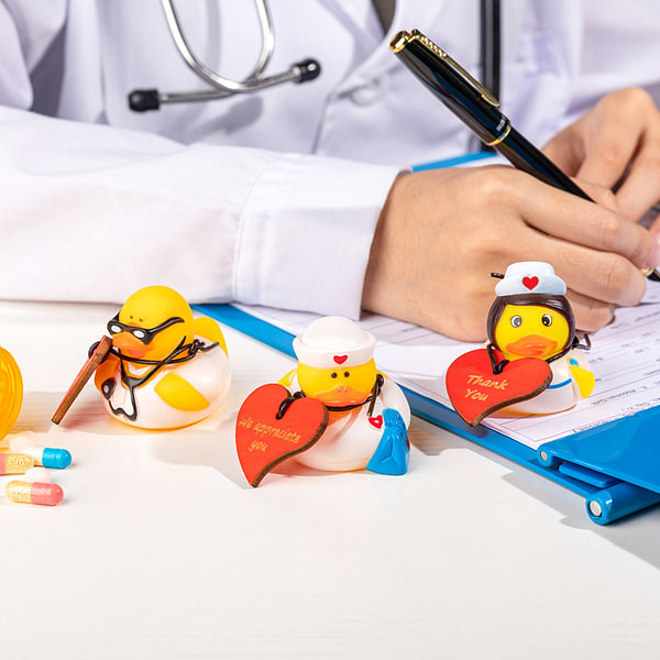 Personalized Doctor Nurse Rubber Duck with Wood Heart Tag Set of 2 ...