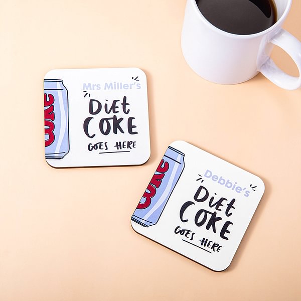 Personalized Diet Coke Goes Here Water Absorbent Wooden Coaster with ...