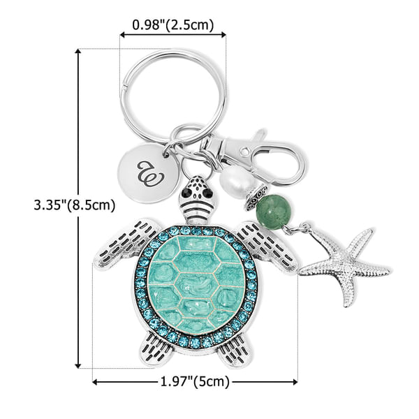 Personalized Sea Turtle Starfish Ocean Theme Keychain Bag Charm with ...