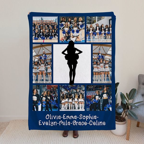 Personalized Cheerleading Photos Collage Soft Throw Blanket with Text ...