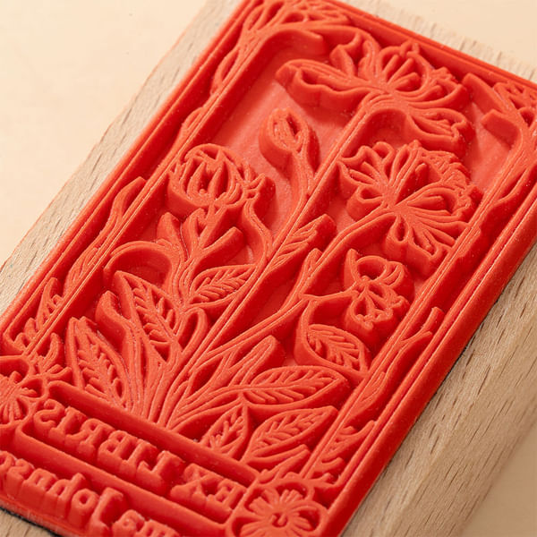 Personalized Vintage Ex Libris Floral Wooden Rubber Stamp with Engraved ...